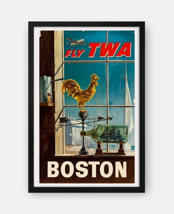 FLY TWA (Boston) 1950s Poster - The Curious Desk