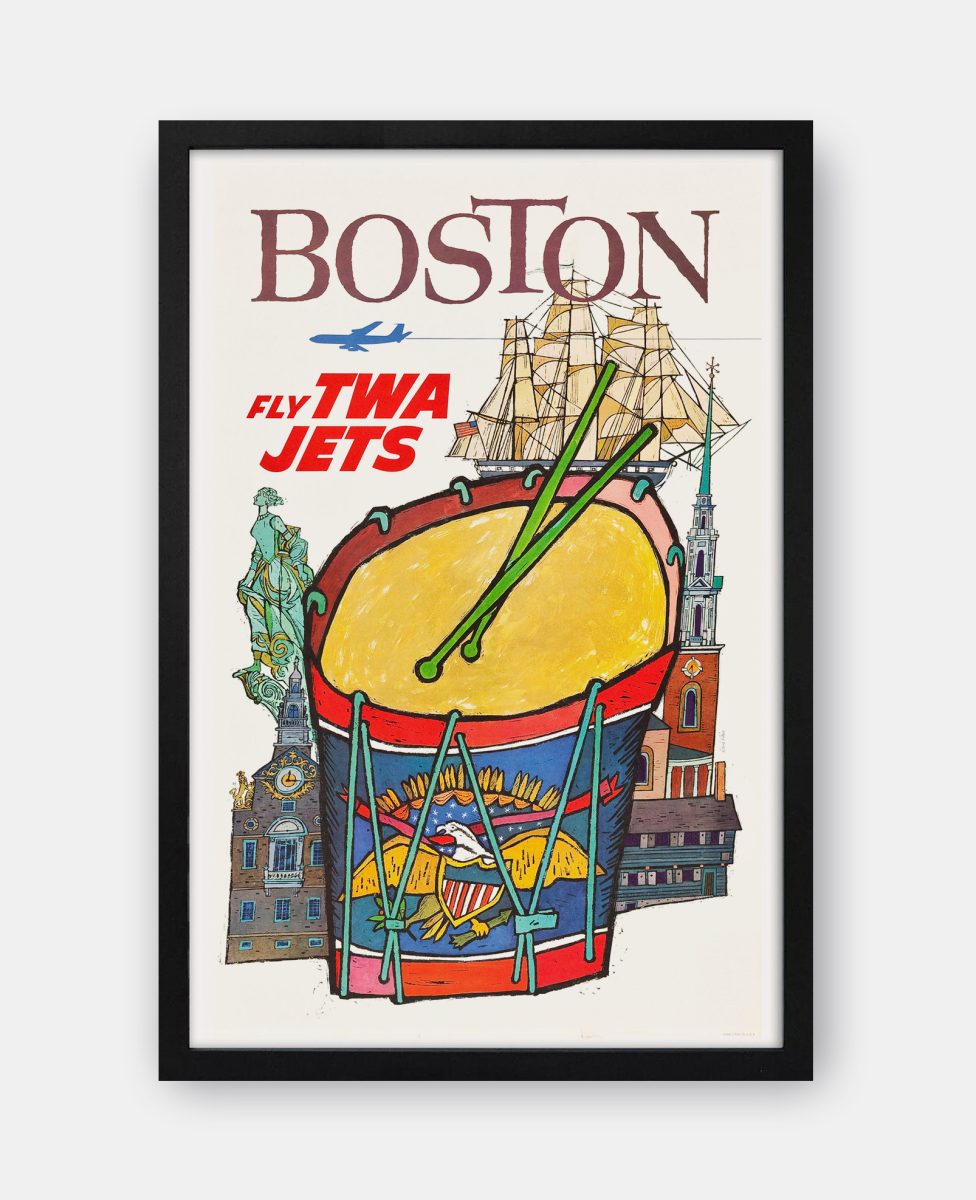 Trans World Airlines – Boston “Fly TWA Jets” 1960 Travel Poster - The ...