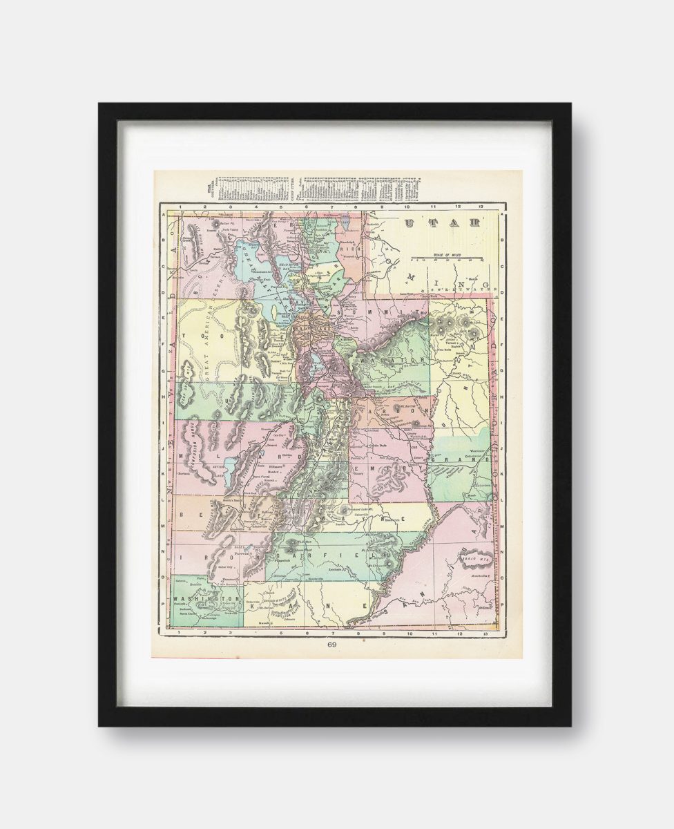 Utah 1899 Atlas Map Print - The Curious Desk