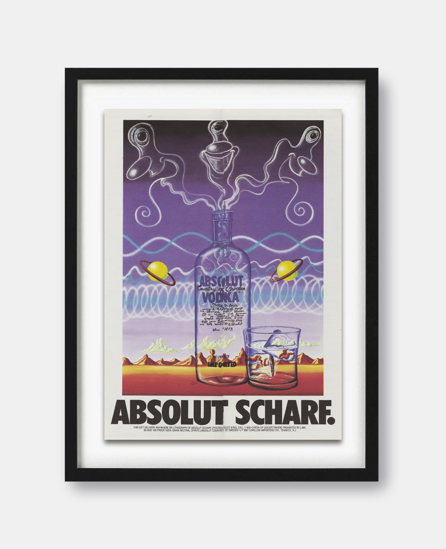 ABSOLUT VODKA ‘Absolut Scharf’ 1960s Magazine Ad Print - The Curious Desk